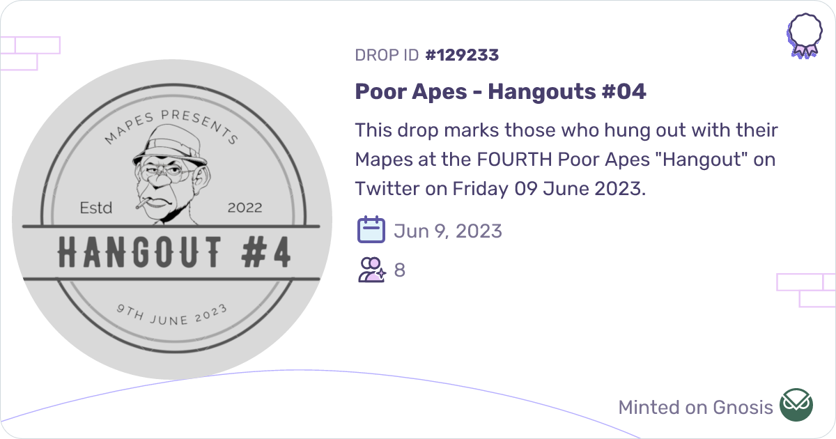 #129233 - Poor Apes - Hangouts #04 | POAP Gallery