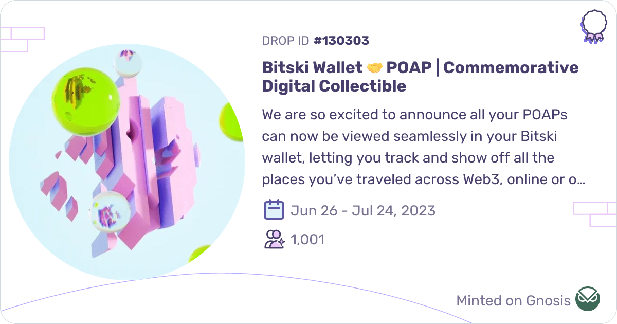 #130303 - Bitski Wallet 🤝 POAP | Commemorative Digital Collectible | POAP Gallery