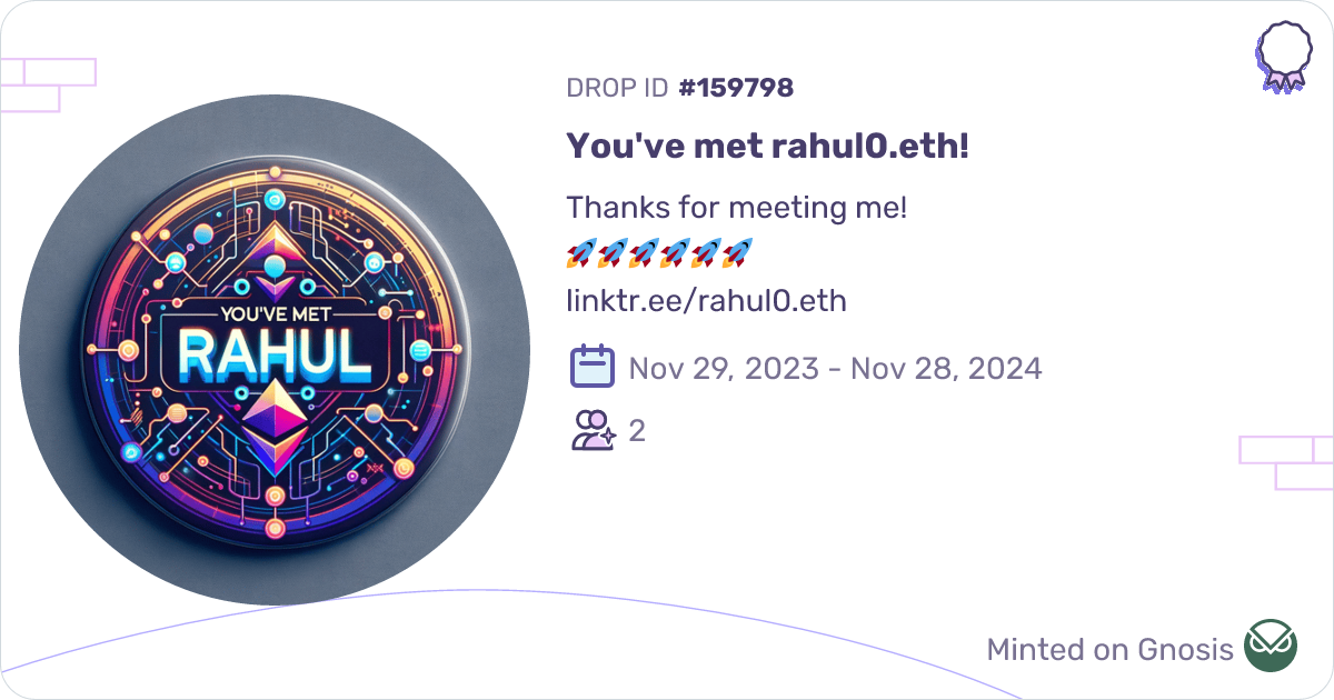 #159798 - You've met rahul0.eth! | POAP Gallery