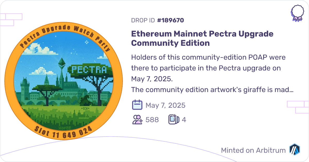 #189670 - Ethereum Mainnet Pectra Upgrade Community Edition | POAP Gallery