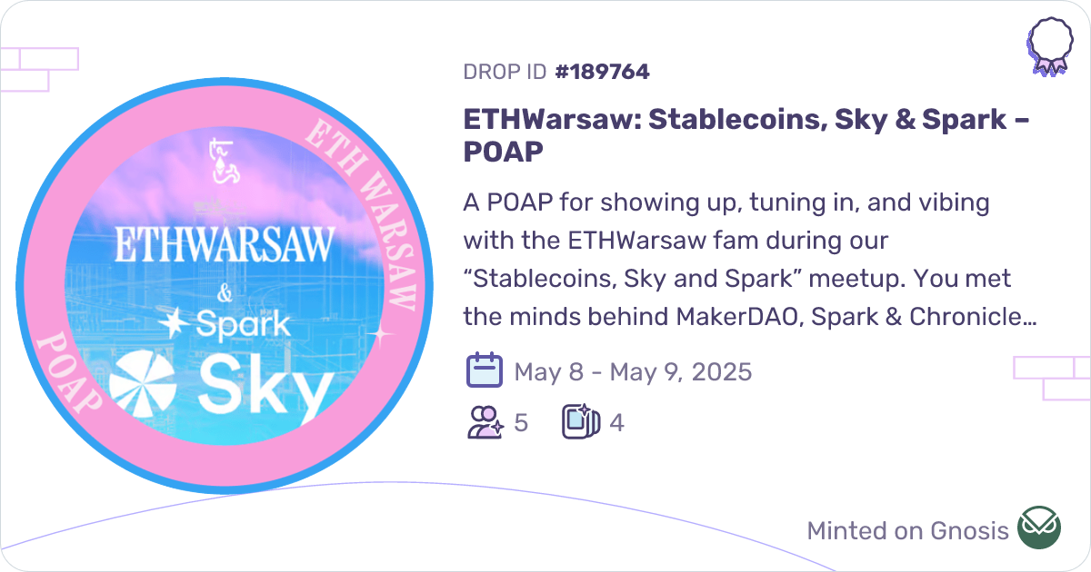 #189764 - ETHWarsaw: Stablecoins, Sky & Spark – POAP | POAP Gallery