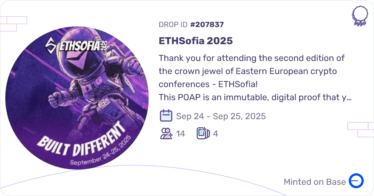 #207837 - ETHSofia 2025 | POAP Gallery